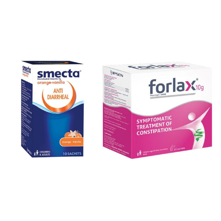 [Bundle] Smecta Anti-diarrhea Orange-Vanilla Powder 10 Sac + Forlax ...