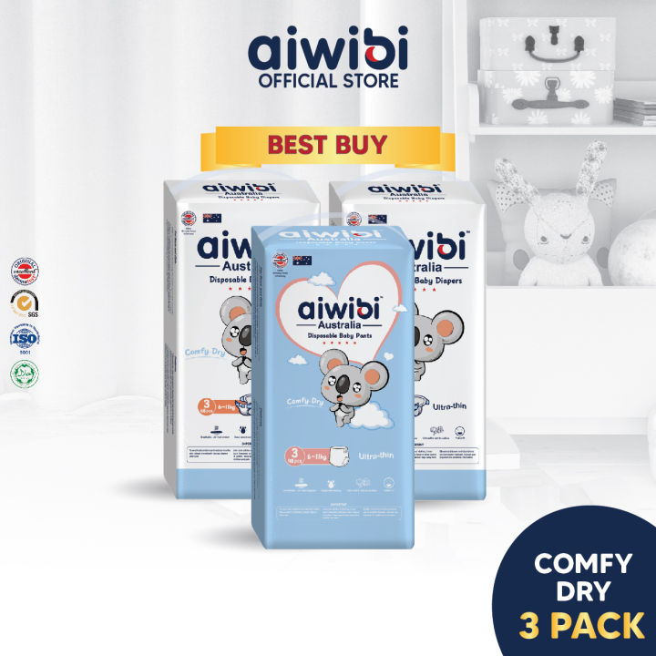 [CARTON] Aiwibi Baby Comfy Dry Diapers Pants - NB/S/M/L/XL/XXL/XXXL (3 ...