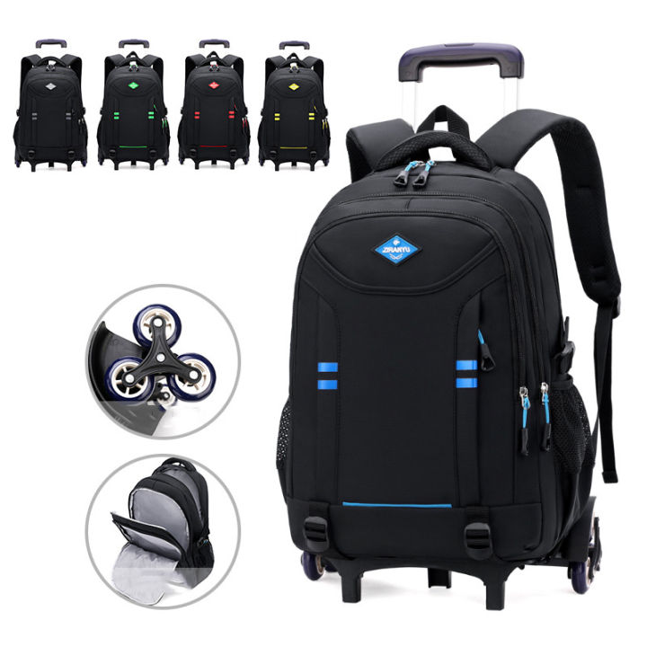 High-capacity Student 6-wheel Trolley School Bag Waterproof Wear ...
