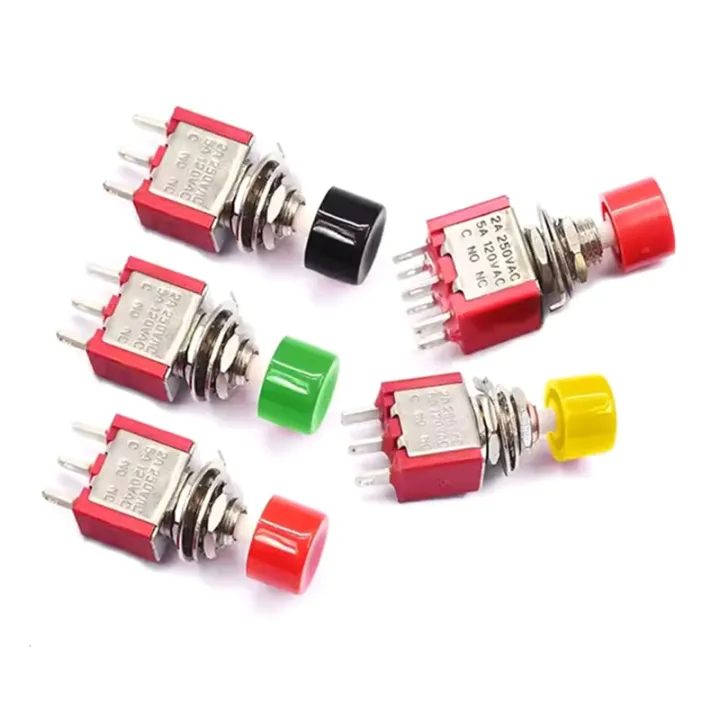 Industrial Push Button Switches PS102 3Pin 6Pin Configuration 250VAC 2A ...