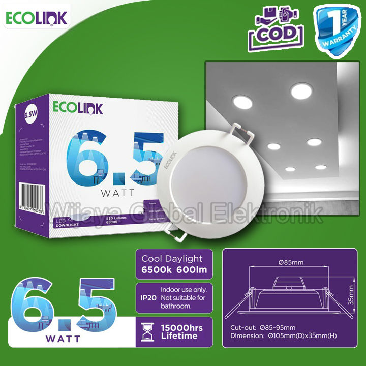 Lampu LED Panel Bulat Ecolink DownLight - 6,5watt 6,5 watt 6,5w 6.5 w 6 ...