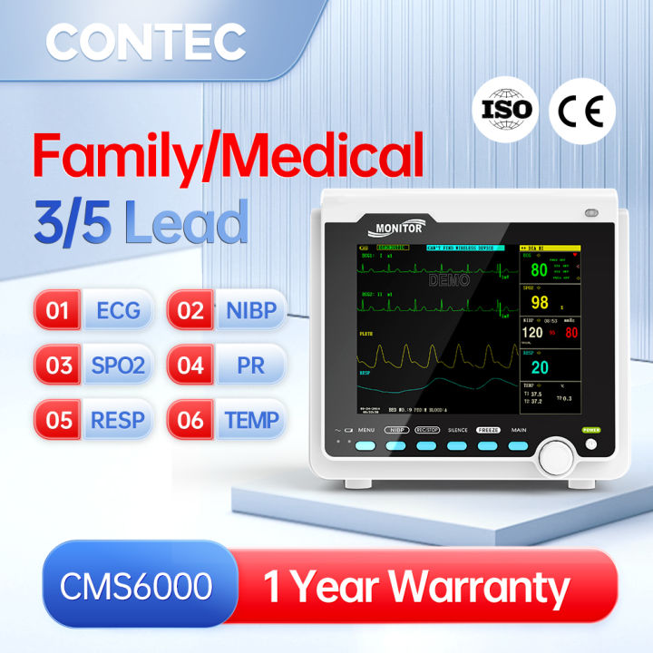 CONTEC CMS6000 8"TFT Color LCD ICU Vital Signs Patient Monitor,ECG,NIBP ...
