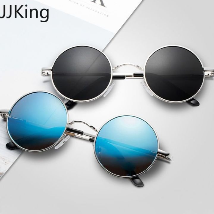【JJKing】 Metal Round Frame Sunglasses for Men Style Driving Anti-UV ...