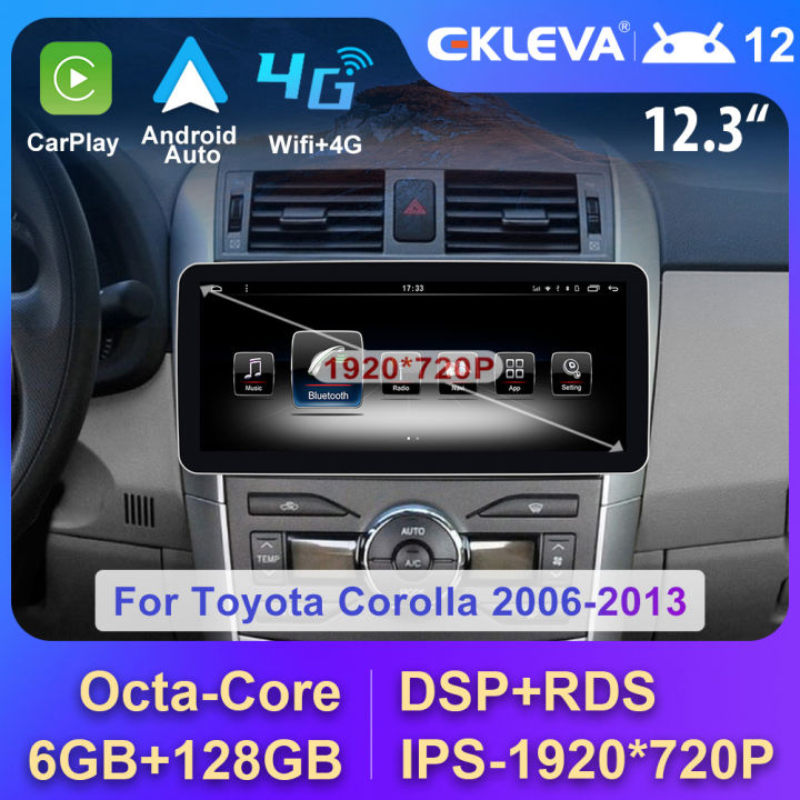 EKLEVA 12.3" IPS DSP 2 Din Android 12 Auto Radio Toyota Corolla E140 ...