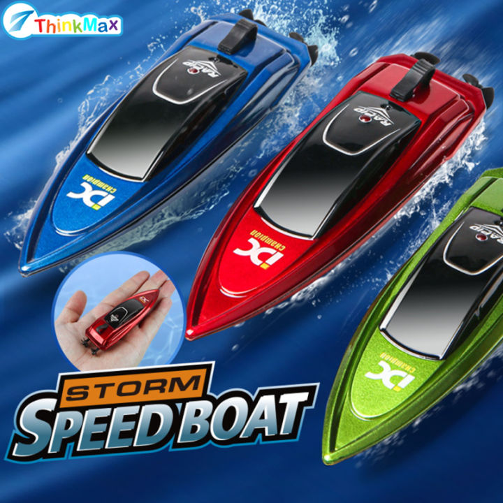 Mini Rc Boat 5km/h Radio Remote Controlled High Speed Ship With Led ...