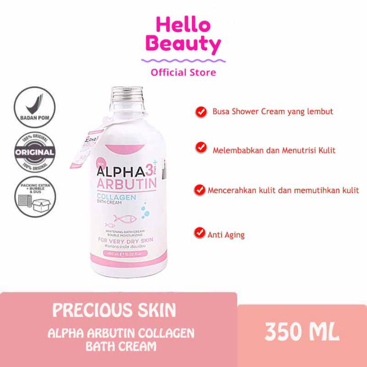 Precious Skin Alpha Arbutin 3 Plus Whitening Collagen Bath Cream 350ml | Lazada Indonesia