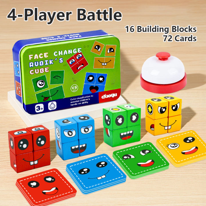 AIYIN 72pcs Cards Wooden Face Changing Educational Magic Cube Building ...
