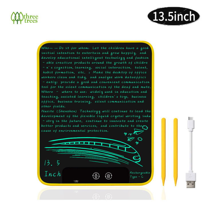 [Two pens Provided] threetrees 13.5Inch Rechargeable LCD Writing Tablet ...