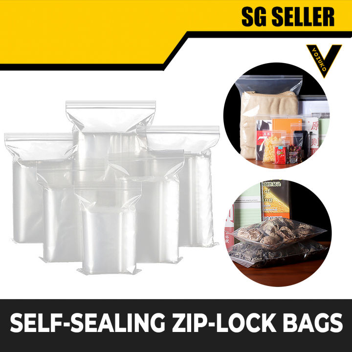 SG Zip lock self-sealing bag transparent recyclable perfect for food ...