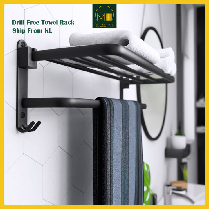 Aluminum Bathroom Towel Rack Thickened 2 Layer Bathroom Organizer Tower ...