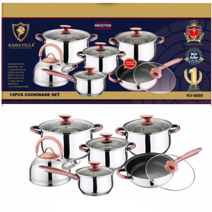 USJE Kaisa Villa KV-1004 12 Piece Stainless Steel Induction Cookware ...