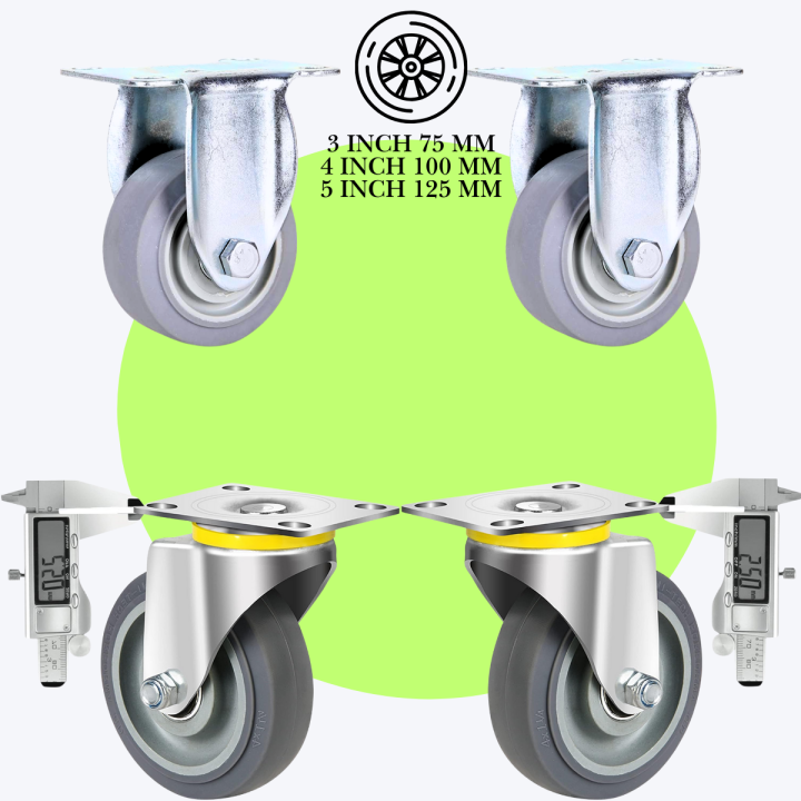 RODA TROLY PU KARET ABU HEAVY DUTY 900 KG TEBAL DOUBLE BEARING HIDUP ...