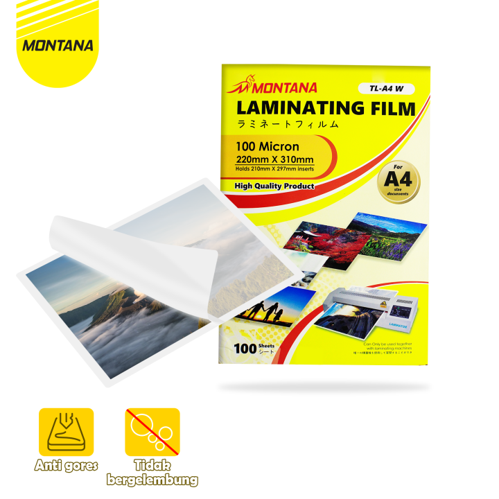 MONTANA Plastik Laminasi A4 100 Sheets Laminating Film High Quality TL ...
