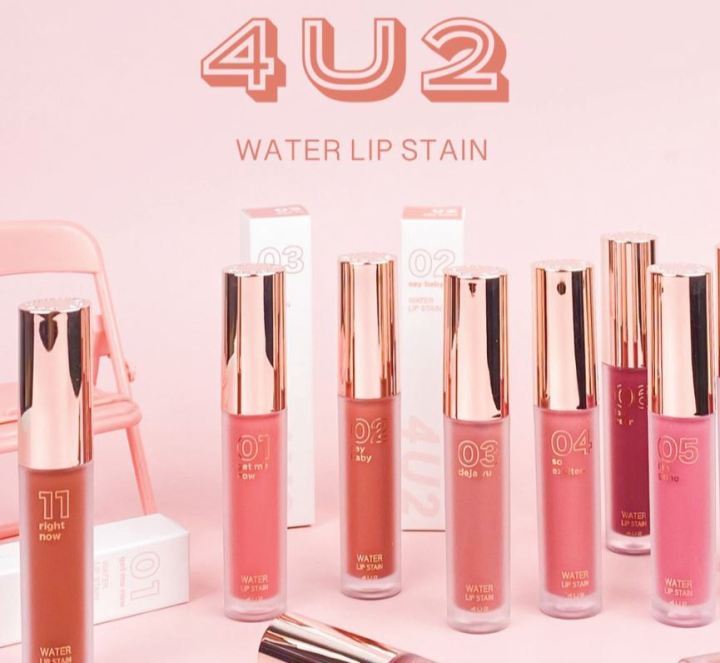 4U2 Water Lip Stain 3.5g ลิปทินท์เนื้อน้ำ จากโฟร์ยูทู กล่องขาว | Lazada.co.th