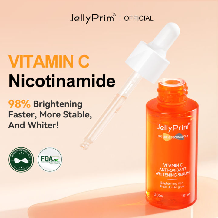JellyPrim Vitamin C Moisturizer Serum for Face 3% Niacinamide Whitening ...