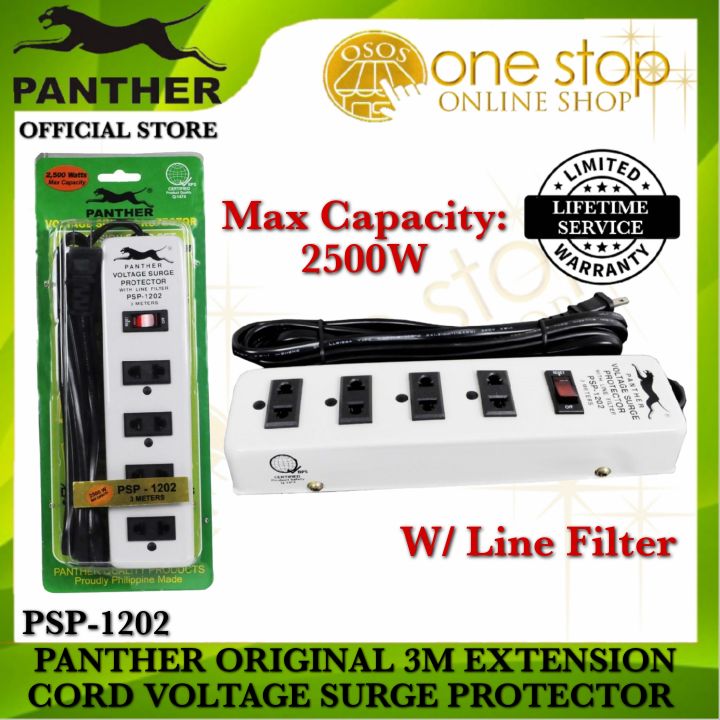 Panther Original Extension Cord Power Cable with Surge Protection and ...