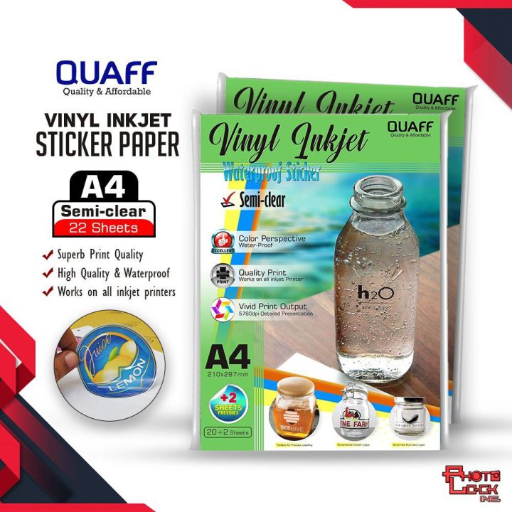 20 Sheets/PACK QUAFF A4 Size Semi Clear Transparent Vinyl Inkjet ...
