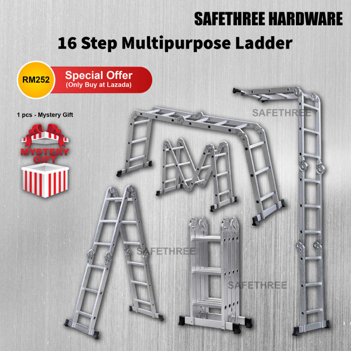 16 Step Aluminium Multipurpose Ladder ( Tangga Aluminium ) | Lazada