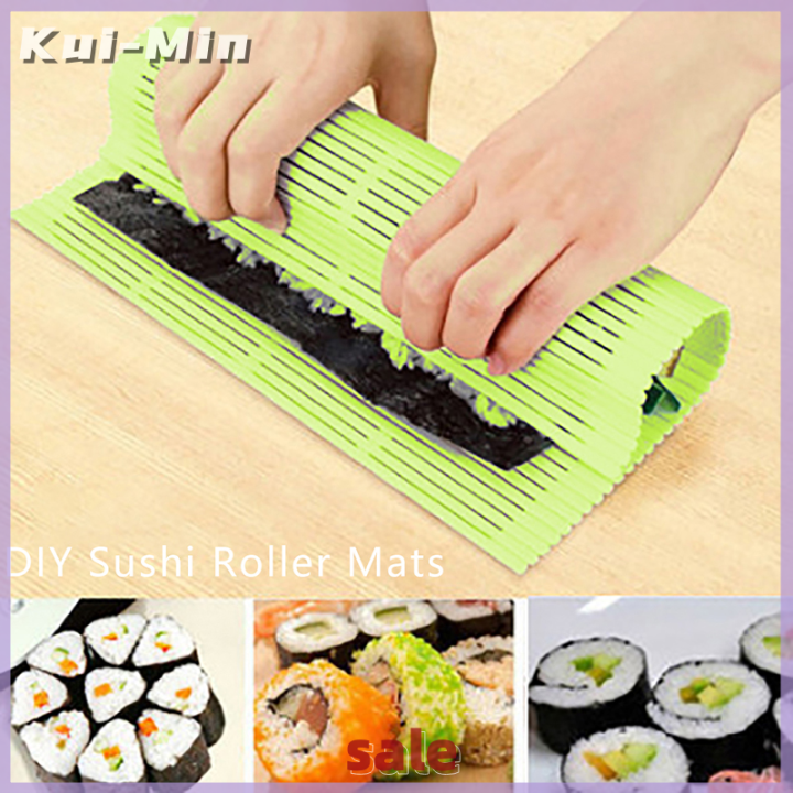 Kui-Min GREEN DIY Silicone Sushi Roller Mats Reusable Sushi Rice Roll ...