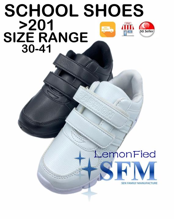 SCHOOL SHOES 201 205 202 VELCRO All WHITE Black SIZE 30 - 41 Age 3-12 ...