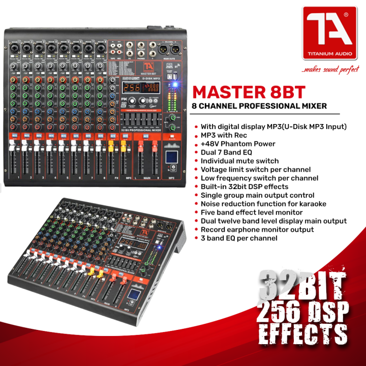 Titanium Audio Master 8BT / Professional 8CH Mixer / 32 Bit DSP Effects ...