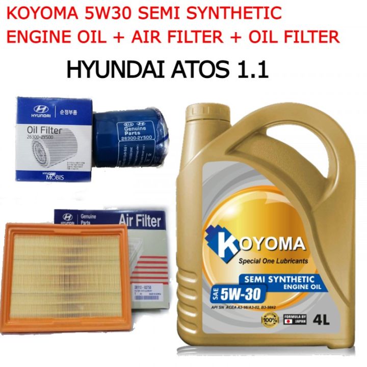 HYUNDAI INOKOM ATOS 1.1 AIR FILTER + OIL FILTER + KOYOMA 5W30 SEMI ...