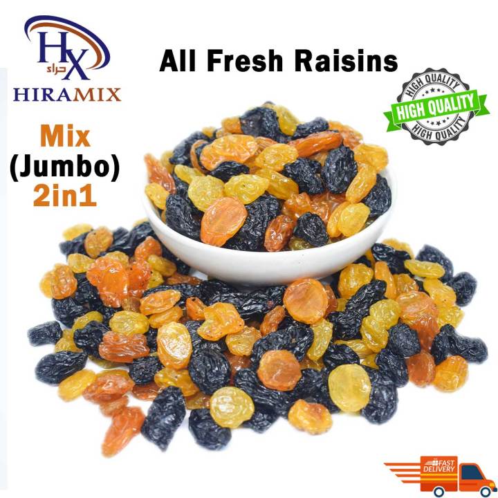 Mix Raisins Jumbo 2in1 | Black Jumbo & Golden Jumbo | natural Raisin ...