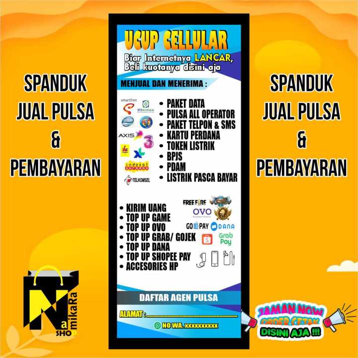 Spanduk Banner Backdrop Jual Pulsa & Pembayaran ukuran 160x60cm/ Banner ...