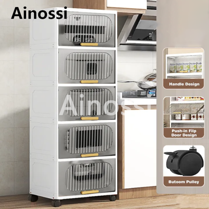Ainossi Kitchen Storage Cabinet 50cm Foldable Microwave Oven Rack Multi ...