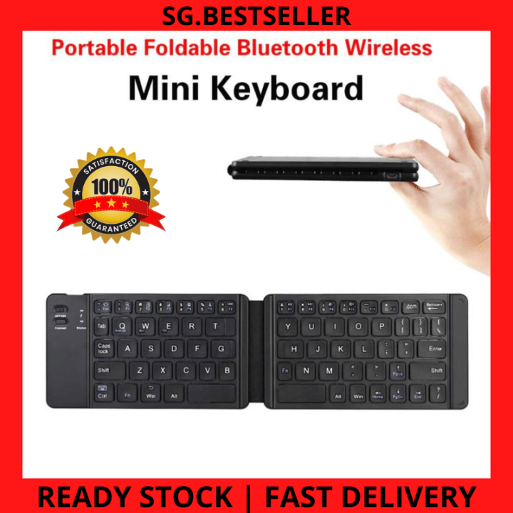 SG SELLER - Foldable Keyboard Mini Portable Bluetooth Wireless Folding Keyboard BT 3.0 Keypad ...