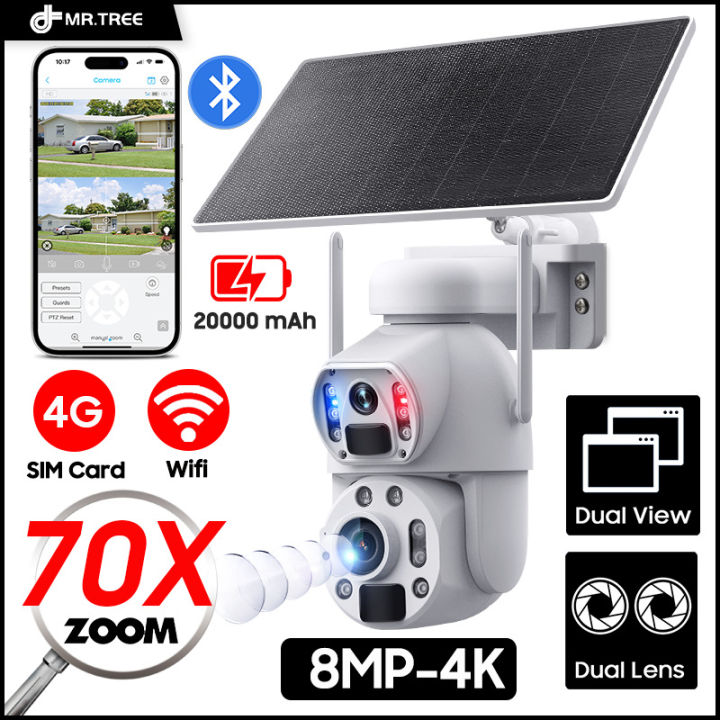 New 4K 70X Optical Zoom Dual Lens Solar Camera 4G Sim Card PTZ ...