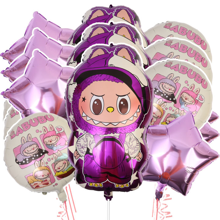 Labubu ชุดลูกโป่งฟิล์มอะลูมิเนียมการ์ตูน Labubu ตกแต่งปาร์ตี้ธีมวันเกิด ...