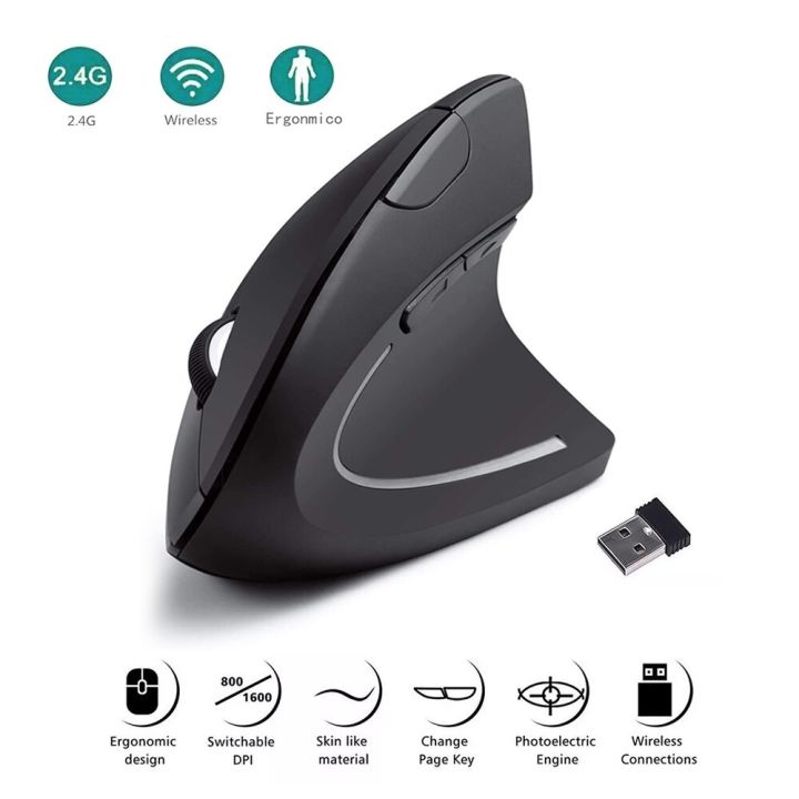 Vertical Ergonomic Wireless Mouse, Bluetooth and 2.4GHz Wireless with ...