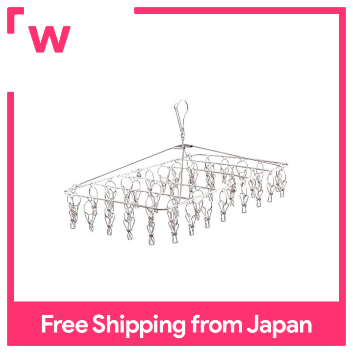 IRIS OHYAMA Stainless steel pinch hanger, laundry hanger, laundry ...