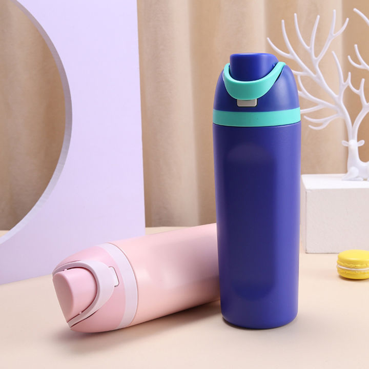 Sports Water Bottle Leak-proof Kettle 600ml Stainless Steel Insulated Water Bottle with Straw ...