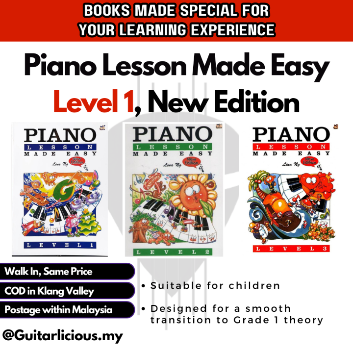 Piano Lesson Made Easy Level 1, New Edition, Book for Children by Lina ...