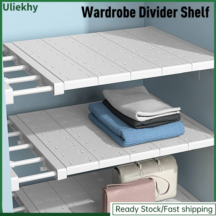 Uliekhy Wardrobe Divider Shelf Scalable Closet Storage Rack Kitchen ...