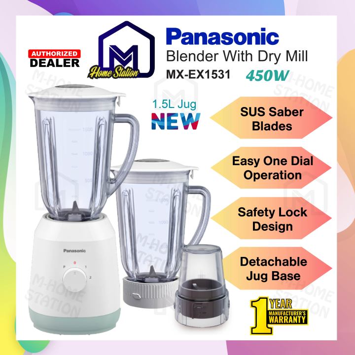 Panasonic Blender with Twin Jug Dry Mill MX-EX1531 1.5L MX-EX1531WSK ...
