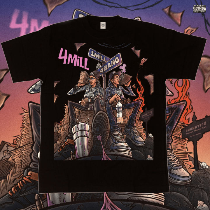 Unisex เสื้อยืดพิมพ์ลาย ใหม่ (พร้อมส่ง)เสื้อ 1MILL x 4BANG Bootleg T ...