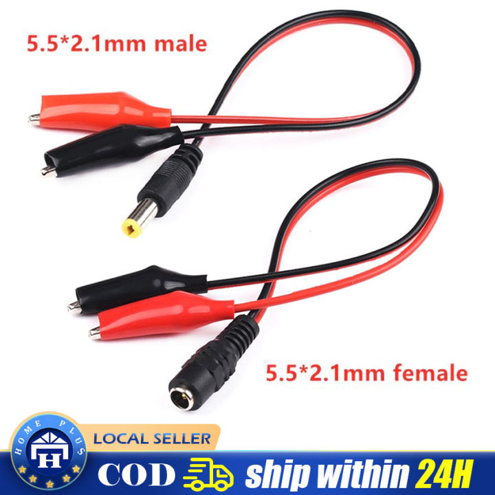 DC 5521 5.5x2.1mm Male/Female to Dual Alligator Clips Power Adapter ...