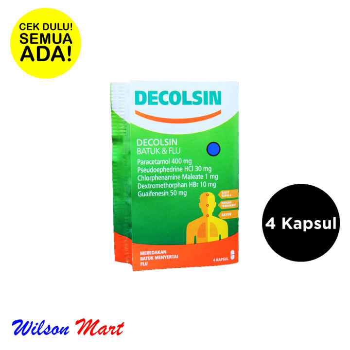 DECOLSIN OBAT BATUK DAN FLU ISI 4 KAPSUL | Lazada Indonesia