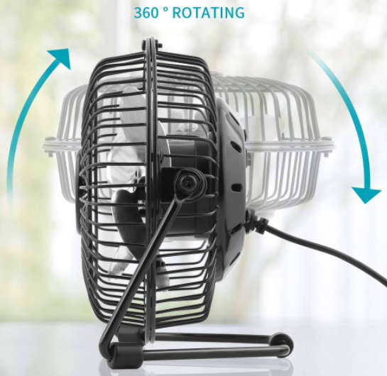 Mini USB Table Desk Personal Fan Metal Design, Quiet Operation 4'-6 USB ...