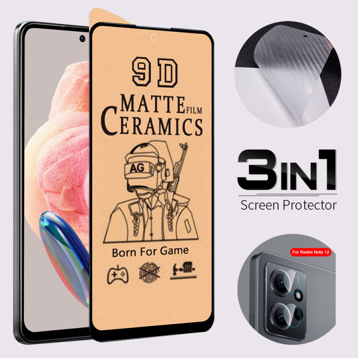 3-In-1 Ceramic Matte Full Tempered Glass + Camera Lens Back Screen ...