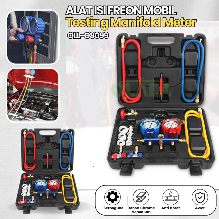 【COD】Testing Manifold Meter Alat Isi Freon AC Mobil R-134a Kit ...