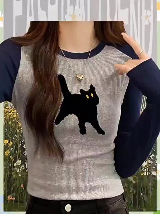 Wintin เสื้อยืดแขนยาวแบบสั้นไหล่หน้าสาวฮอตสำหรับผู้หญิงเสื้อตัวในสไตล์ ...