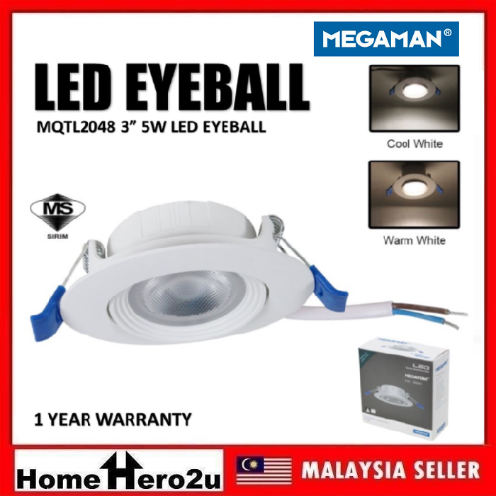 Megaman LED Downlight 5W 4" 5" 6" 8" SIRIM Round Recessed Downlight ...