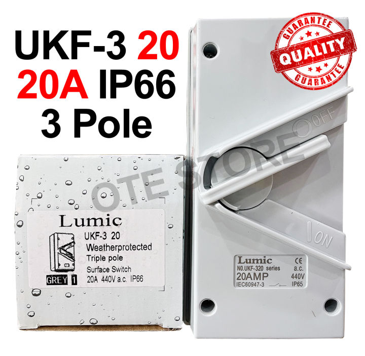 IP66 UKF-3 20A 35A WHT20 WHT35 3 POLES WEATHERPROOF ISOLATOR SWITCH / SURFACE SWITCH (440VAC ...