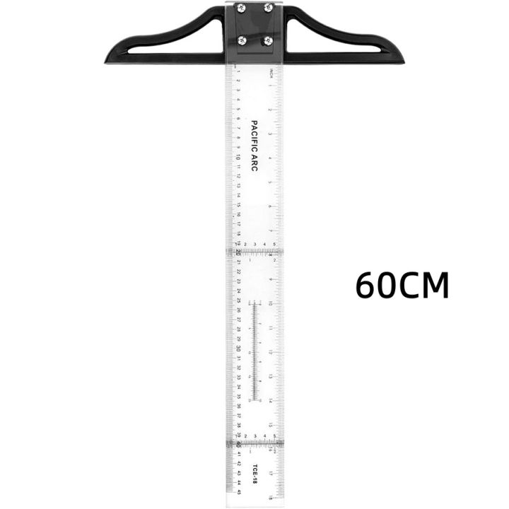 60cm Plastic T Square Acrylic Graduated Ruler Drafting Detachable Head ...