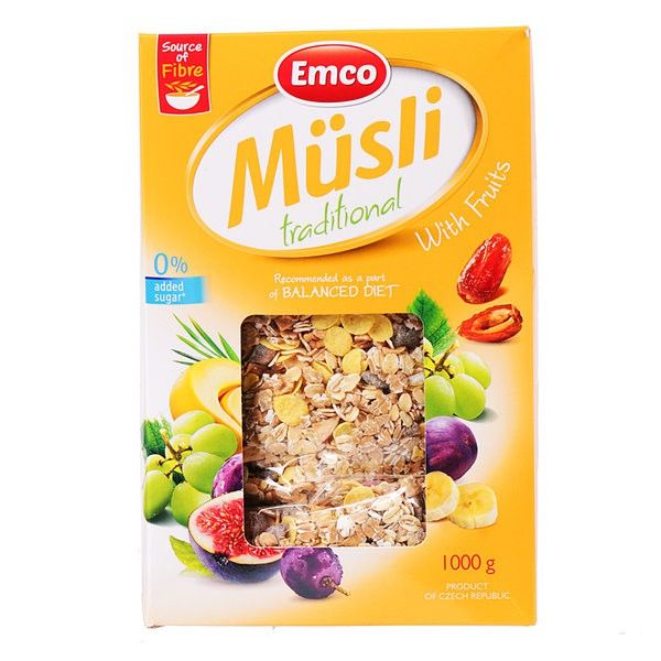 CEREAL Emco Musli Traditional With Fruits (1kg) EURO SNACKS | Lazada