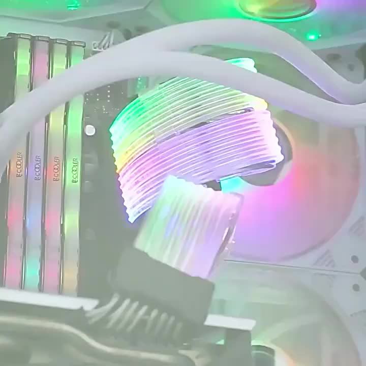 White PC Case PSU Extension RGB Cable ATX 24Pin PCI-E GPU 2X8Pin Neon ...